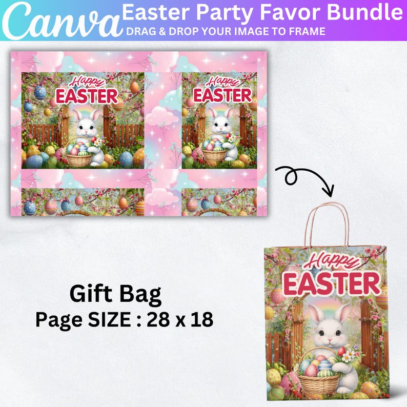 Easter Party Favors Pack, Easter Chip Bag, Water Bottle Template ...