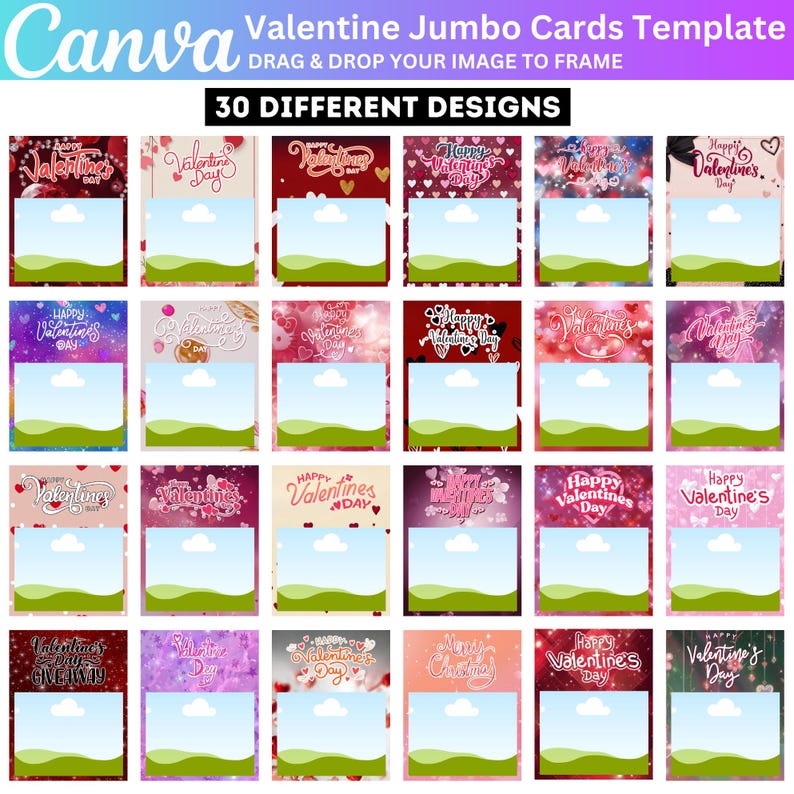 170+ Valentine Jumbo Cards Mega Bundle, Canva Editable Valentine Jumbo ...