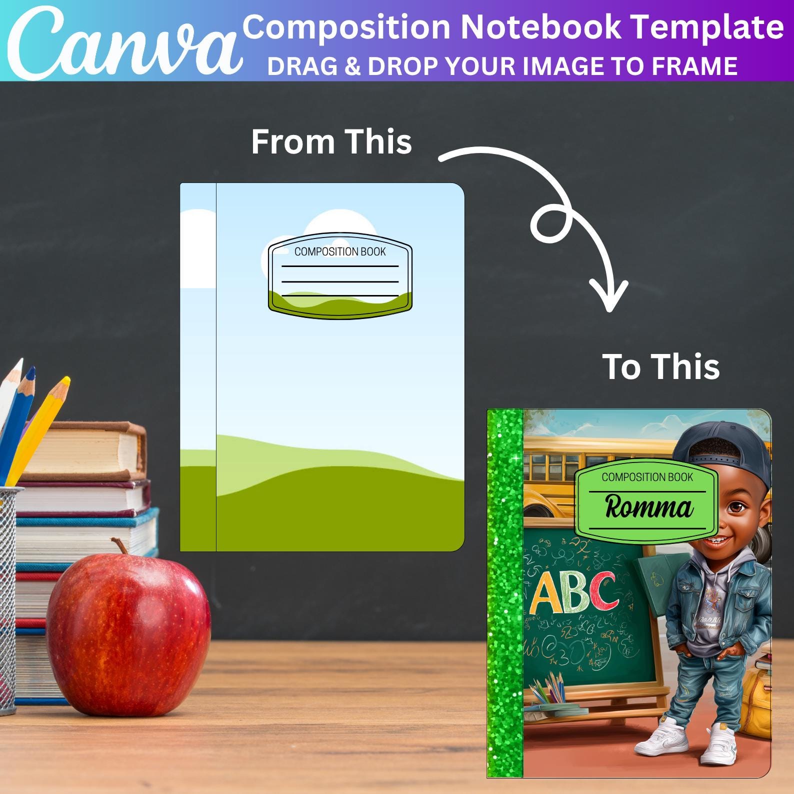 Custom Composition Notebook Template, Composition Notebook Cover ...