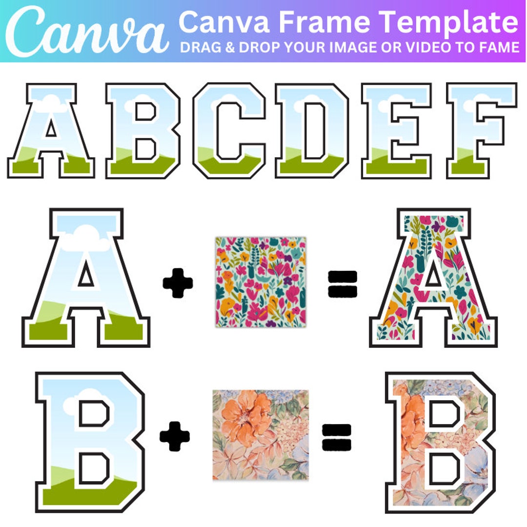 Canva Alphabets Template, Canva Alphabet Font, Varsity Canva Template ...