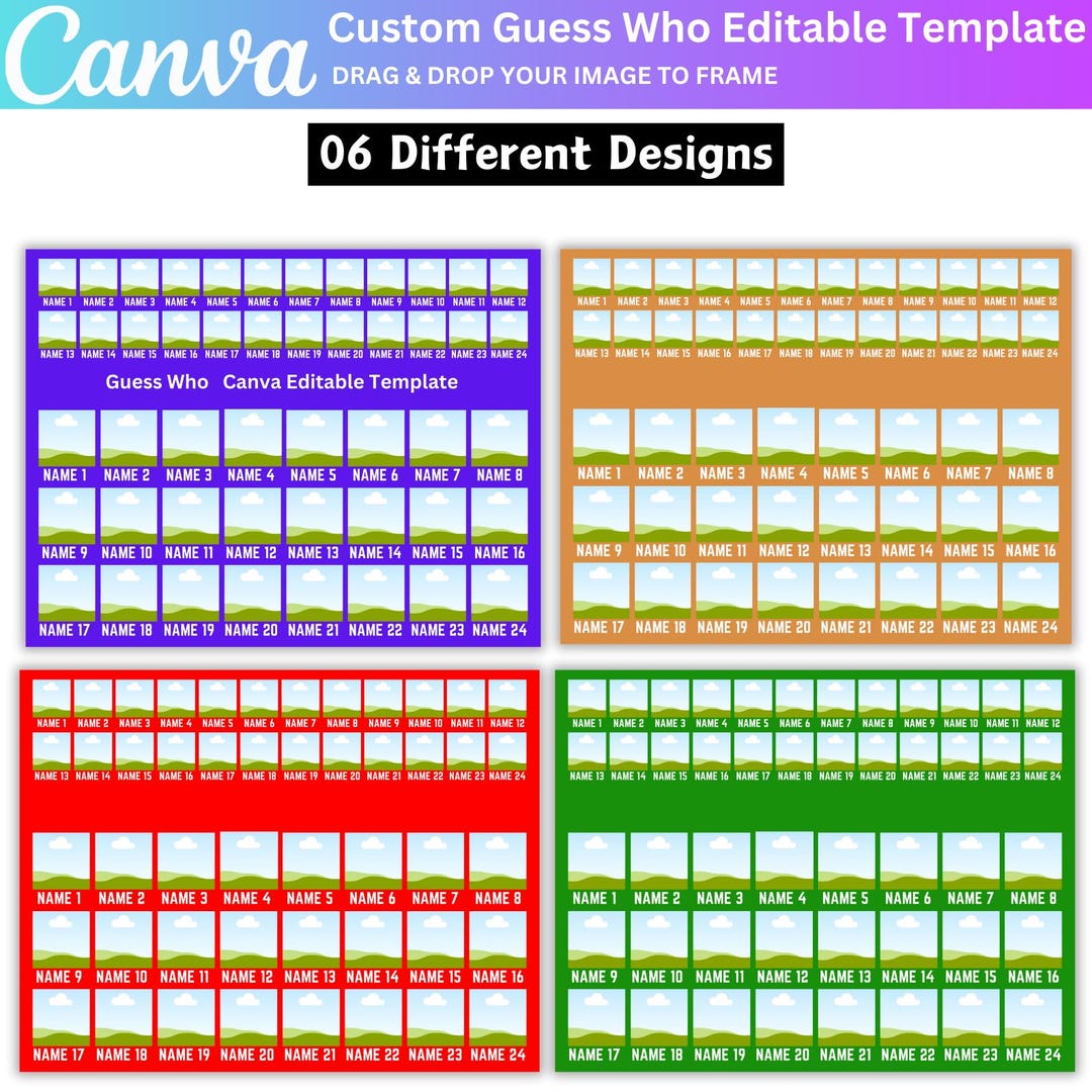 Custom Guess Who Canva Editable Template, Guess Who Create Your Own ...