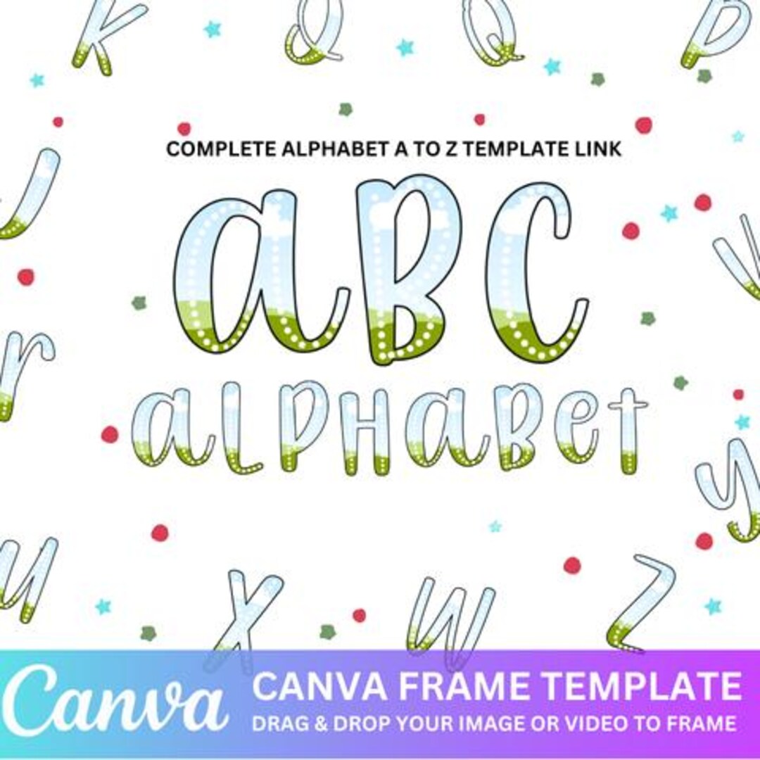Canva Editable Alphabet Letters Template, Fillable Canva Frame, Block ...