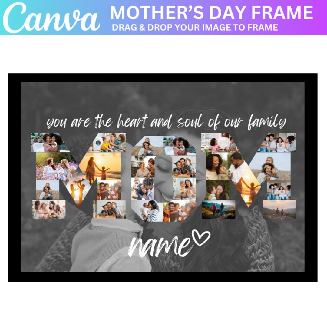 Mom Photo Collage, Mom Canva Frame Template, Mother Day Gift, Mom Photo ...