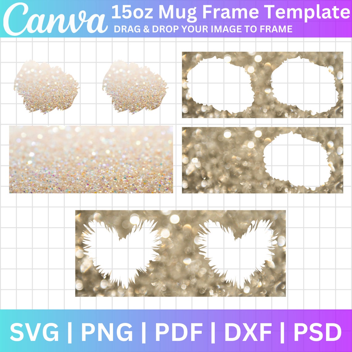 Photo Mug Canva Frame Bundle, 8 Set 15 Oz Mug Wrap With Photo Svg Png ...