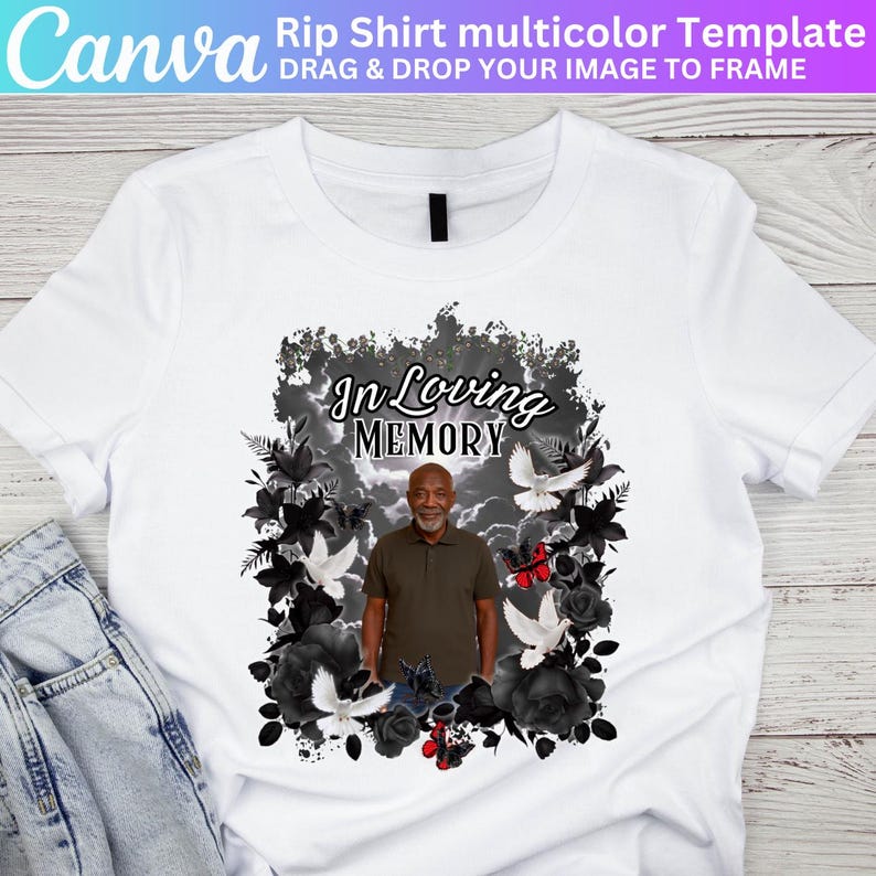 Rip Shirt Template Canva Template Bundle, in Loving Memory Editable ...