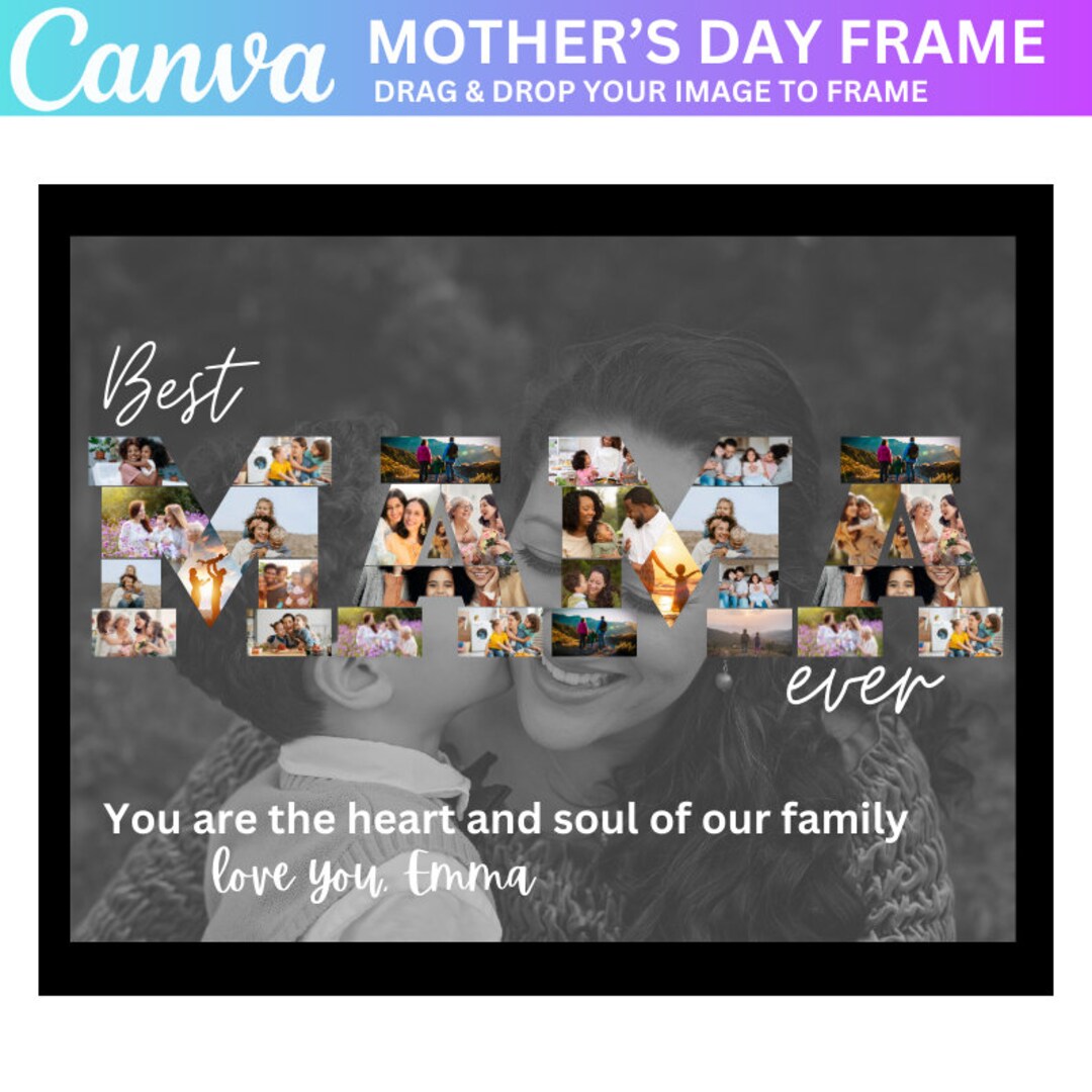 Mama Photo Collage, Mommy Canva Frame Template, Mother Day Gift, Mom ...