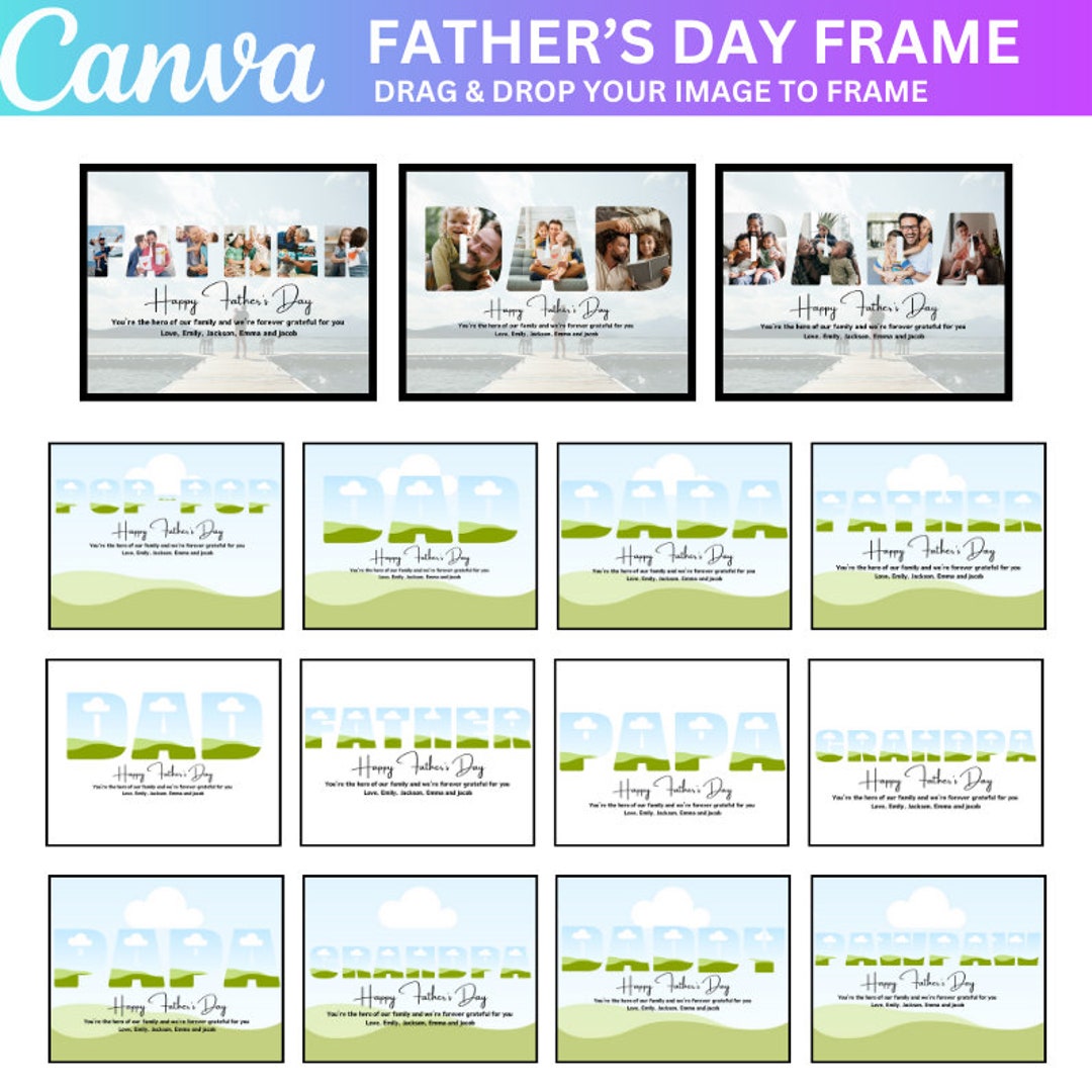 16 Daddy Canva Editable Frame Template, Papa Photo Frame, Daddy Photo ...