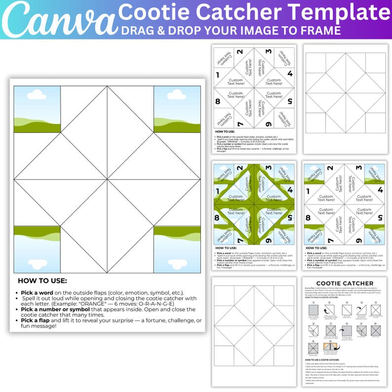 Cootie Catcher Template, Canva Editable Fortune Teller Design, DIY ...
