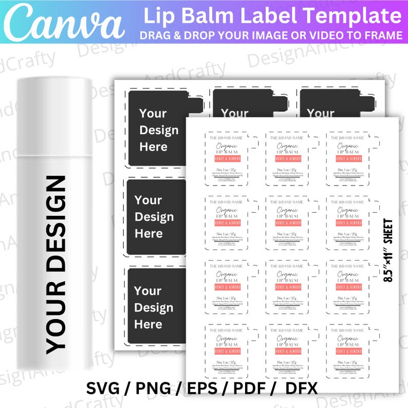 Lip Balm Label Template, Lip Balm Wrap Packaging, Sublimation Template ...