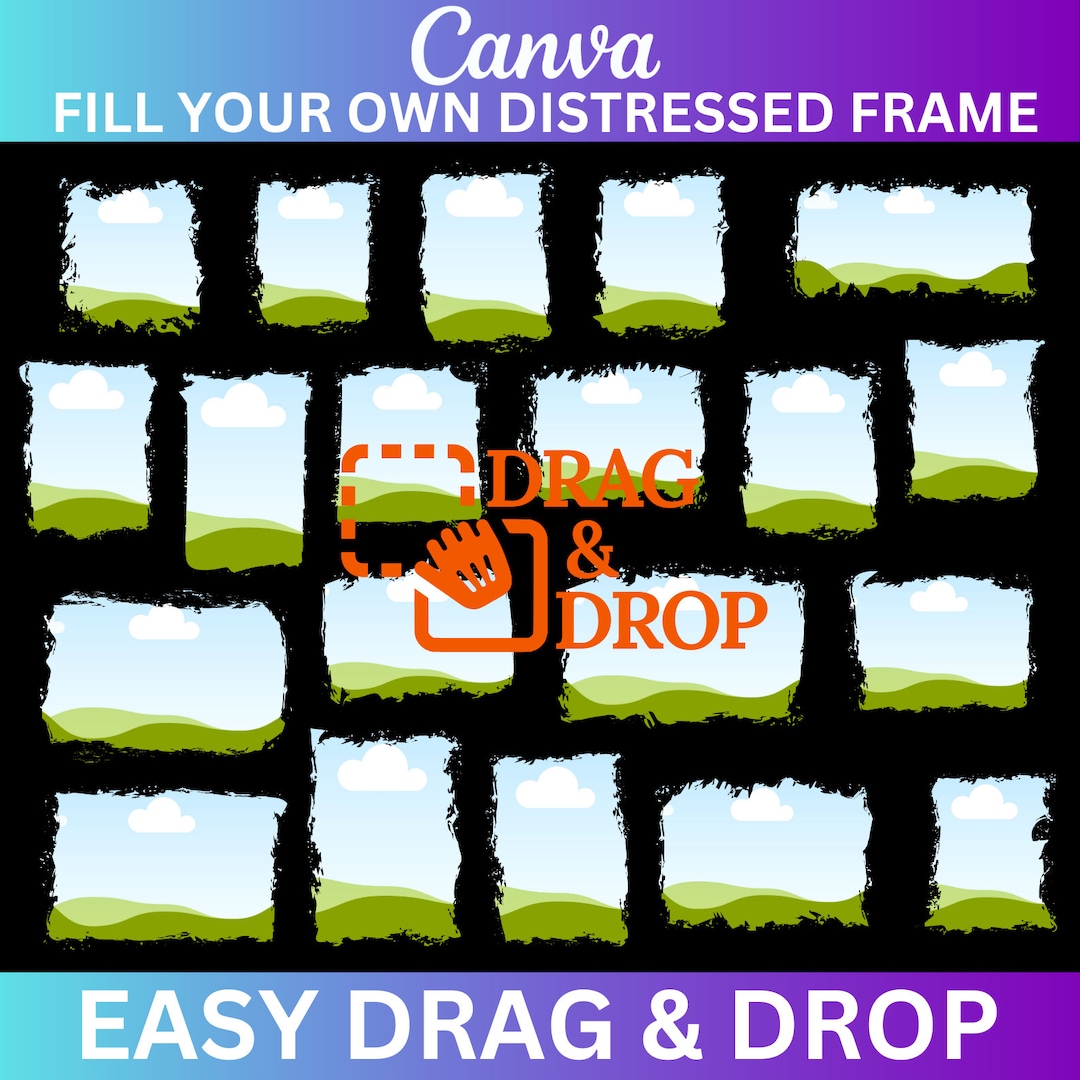 Bleach Effect Distressed Edge Canva Editable Frames Bundle, Fill Your ...