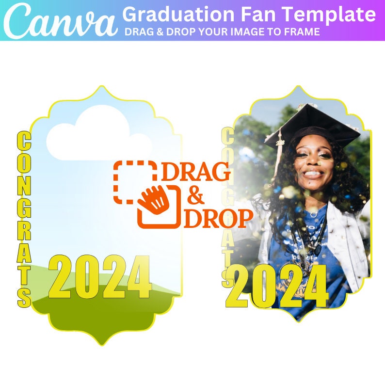Grad Paddle Fan Template, Congrats 2024 Graduate Fan, Canva Editable ...