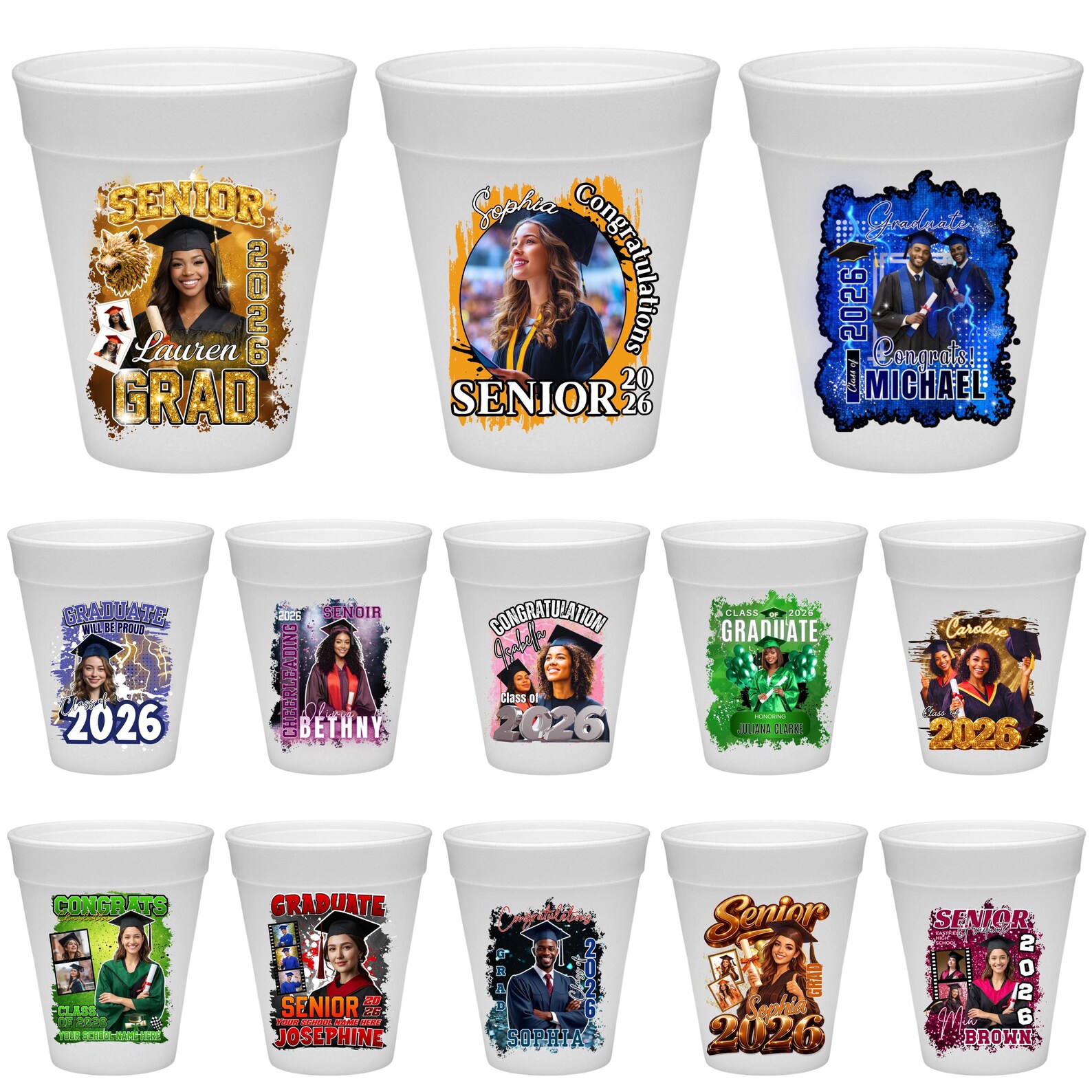 Graduation Styrofoam Cup Mega Bundle, Canva Editable Graduate Class of ...
