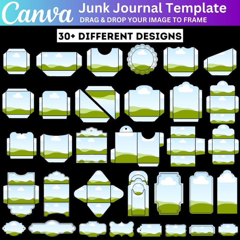 Junk Journal Canva Editable Template, Junk Journal Frames, Custom Junk ...