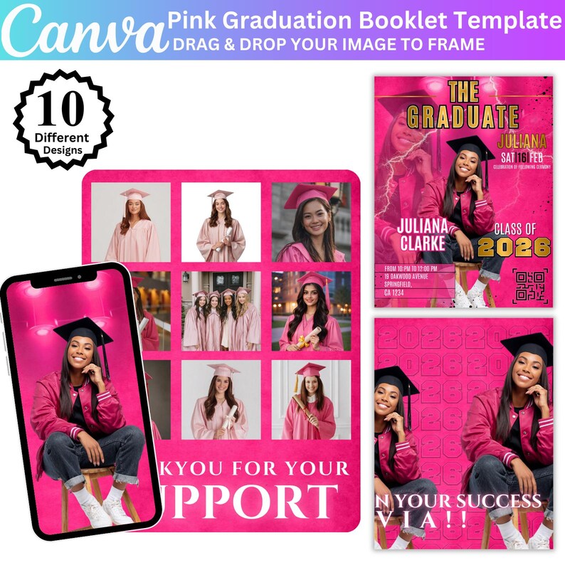 Graduation Booklet Template, Canva Editable High School Graduation ...