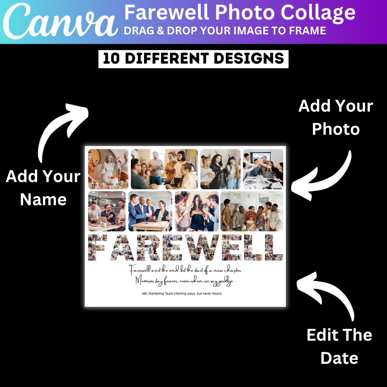 Farewell You Photo Collage Canva Frame, Editable Farewell Canva ...