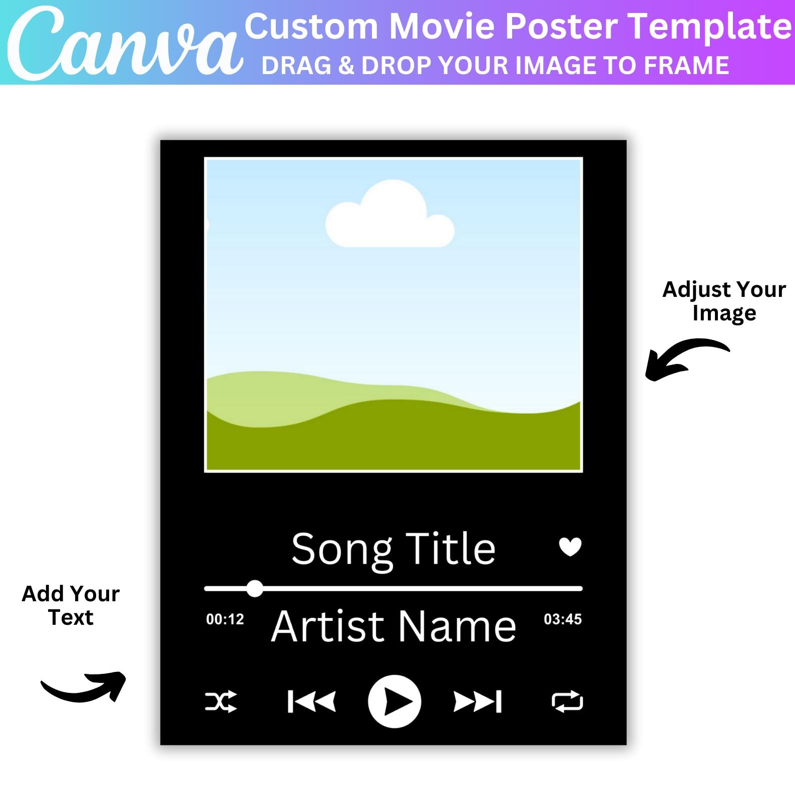 Music Player Canva Editable Frame Template, Personalized Canva Photo ...