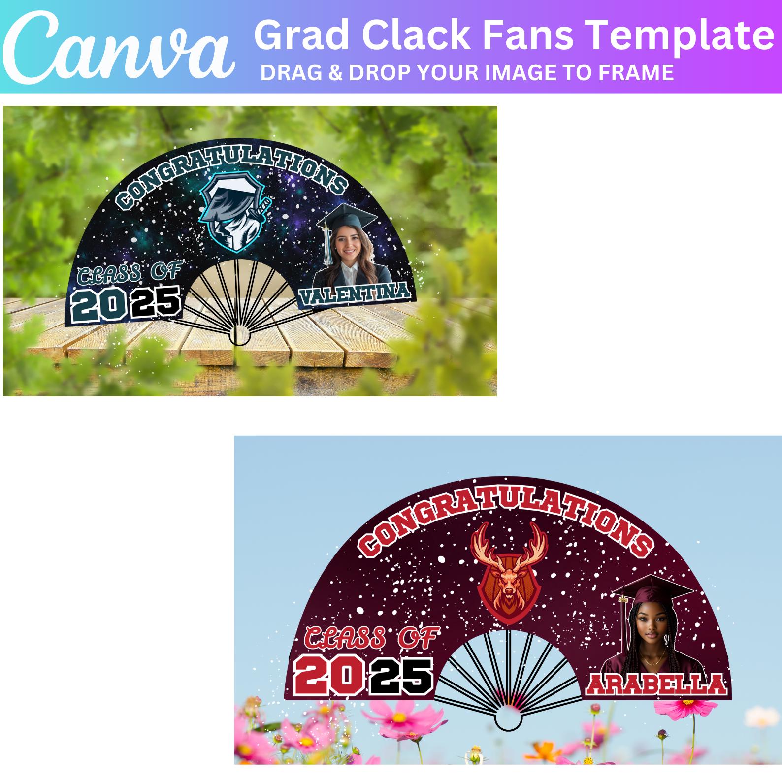20 Graduation Clack Fan Canva Editable Template, 2025 Clack Fan Designs ...