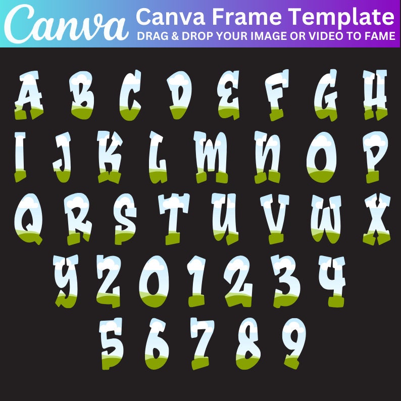Canva Frame Template Graffiti Font Letters & Numbers on CANVA ...