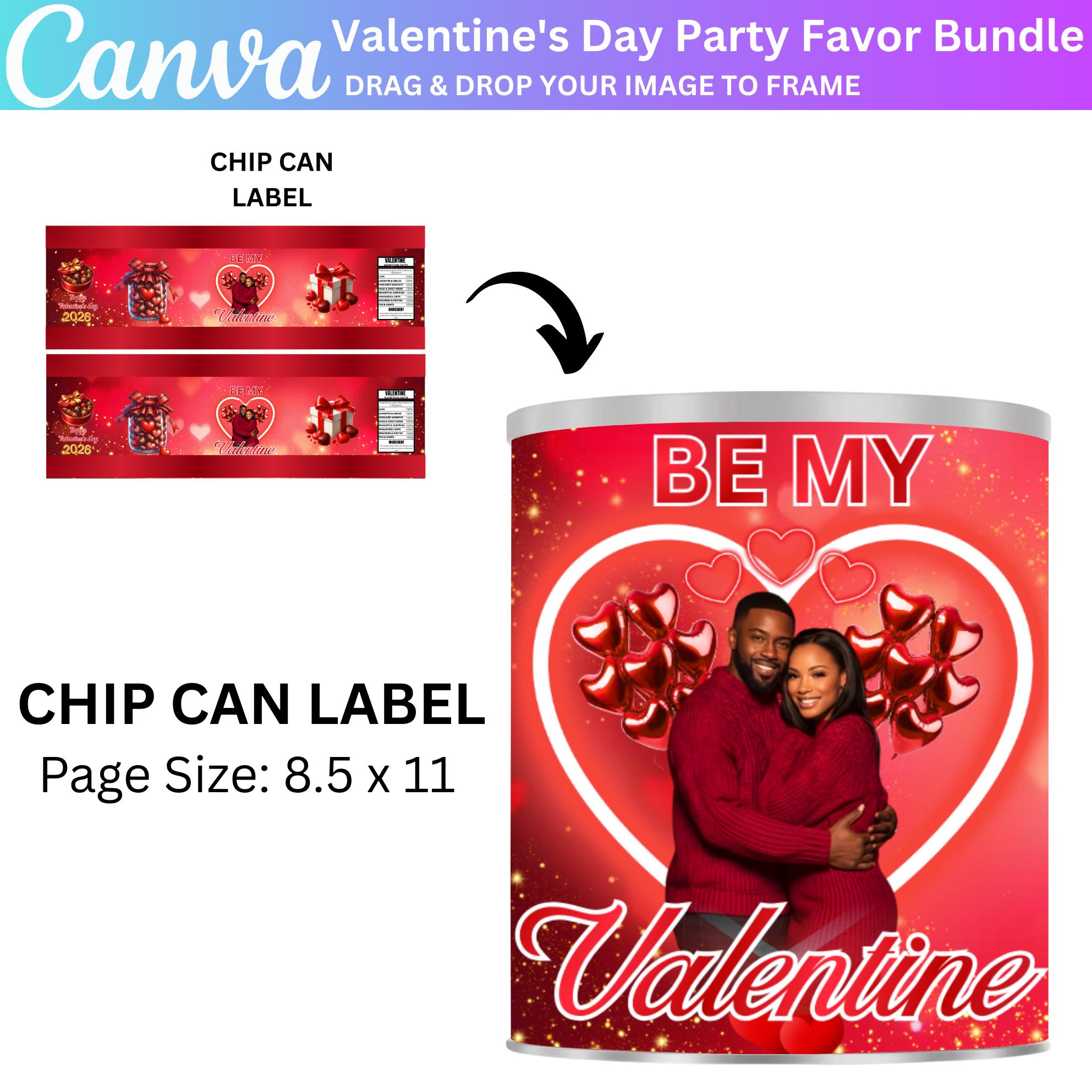Valentine's Day Party Favor Bundle, Canva Editable Valentine’s Theme ...
