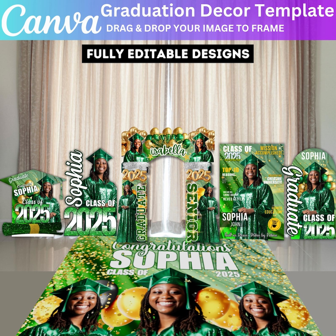 Green Graduation Decor Bundle, Custom Shape Graduation Entrance Arch ...
