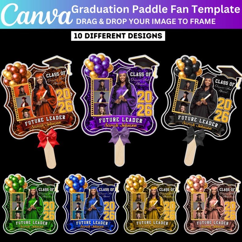 Graduation Fan Canva Editable Template, Custom Graduation Paddle Fan ...