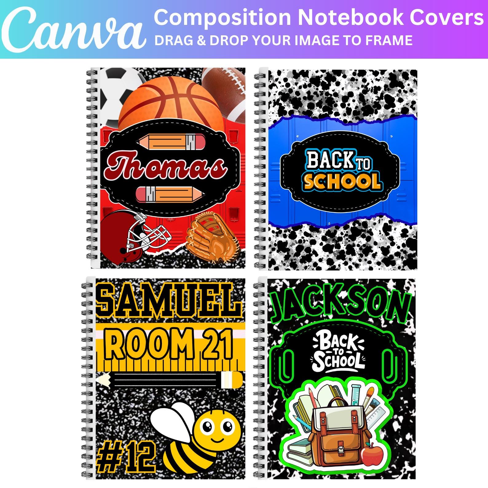 20 Composition Book Cover Designs, Composition Notebook Cover Canva ...