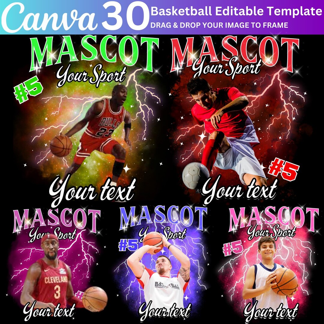 30 Basketball Bootleg Mascot Canva Editable Template, Basketball Mascot ...
