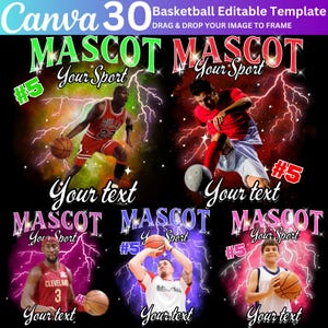 30 Basketball Bootleg Mascot Canva Editable Template, Basketball Mascot ...