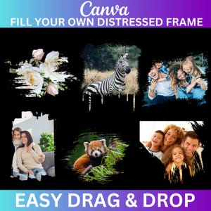 Bleach Effect Distressed Edge Canva Frames Template, Editable Paint ...