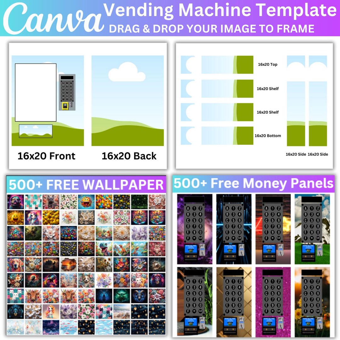 Vending Machine Canva Editable Template, Vending Business Canva Template, 500+ Money Pannels ...