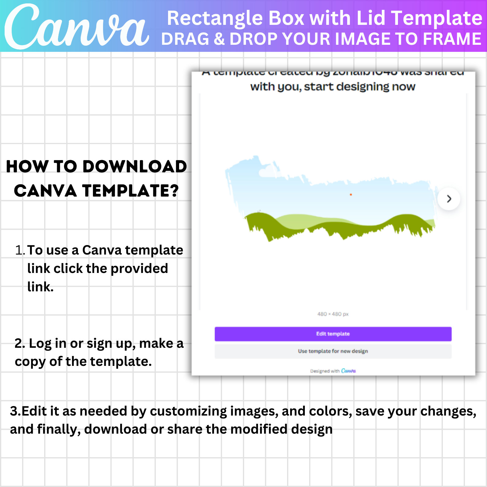 Rectangle Box With Lid Canva Editable Template, Rectangle Box Svg Png ...
