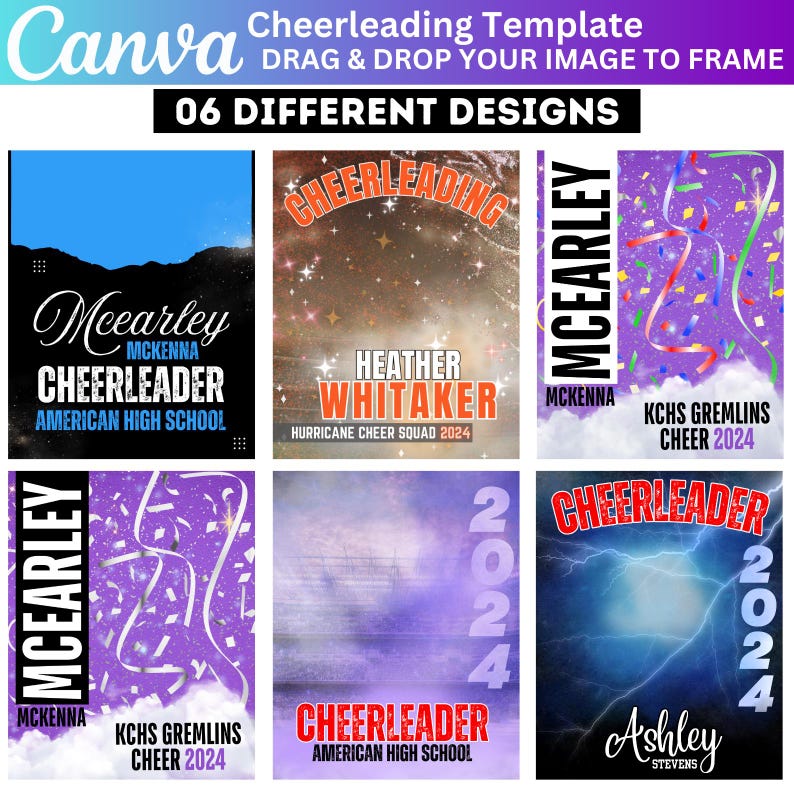 06 Cheerleading Canva Editable Template, Cheer & Dance Banner, Senior ...