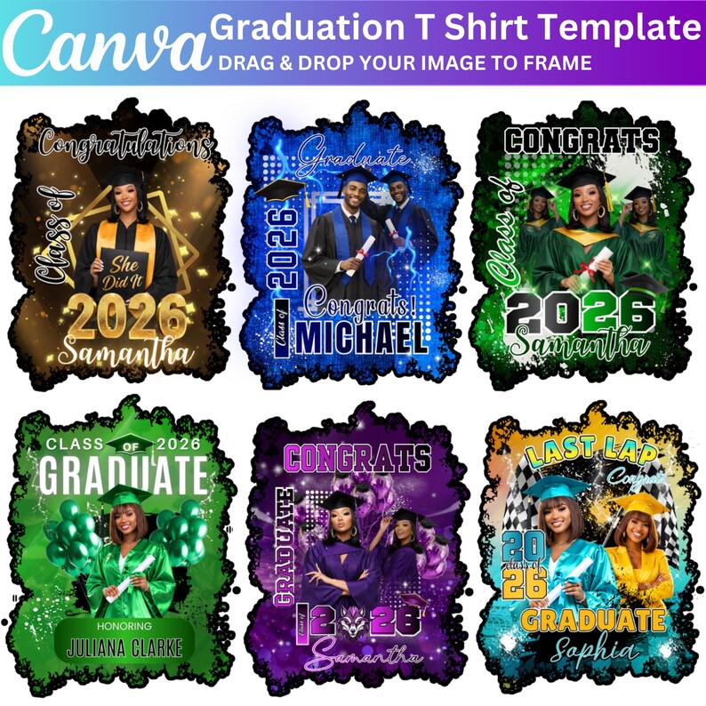 10 Graduation 2026 T Shirt Template, Senior Graduation Canva Editable ...