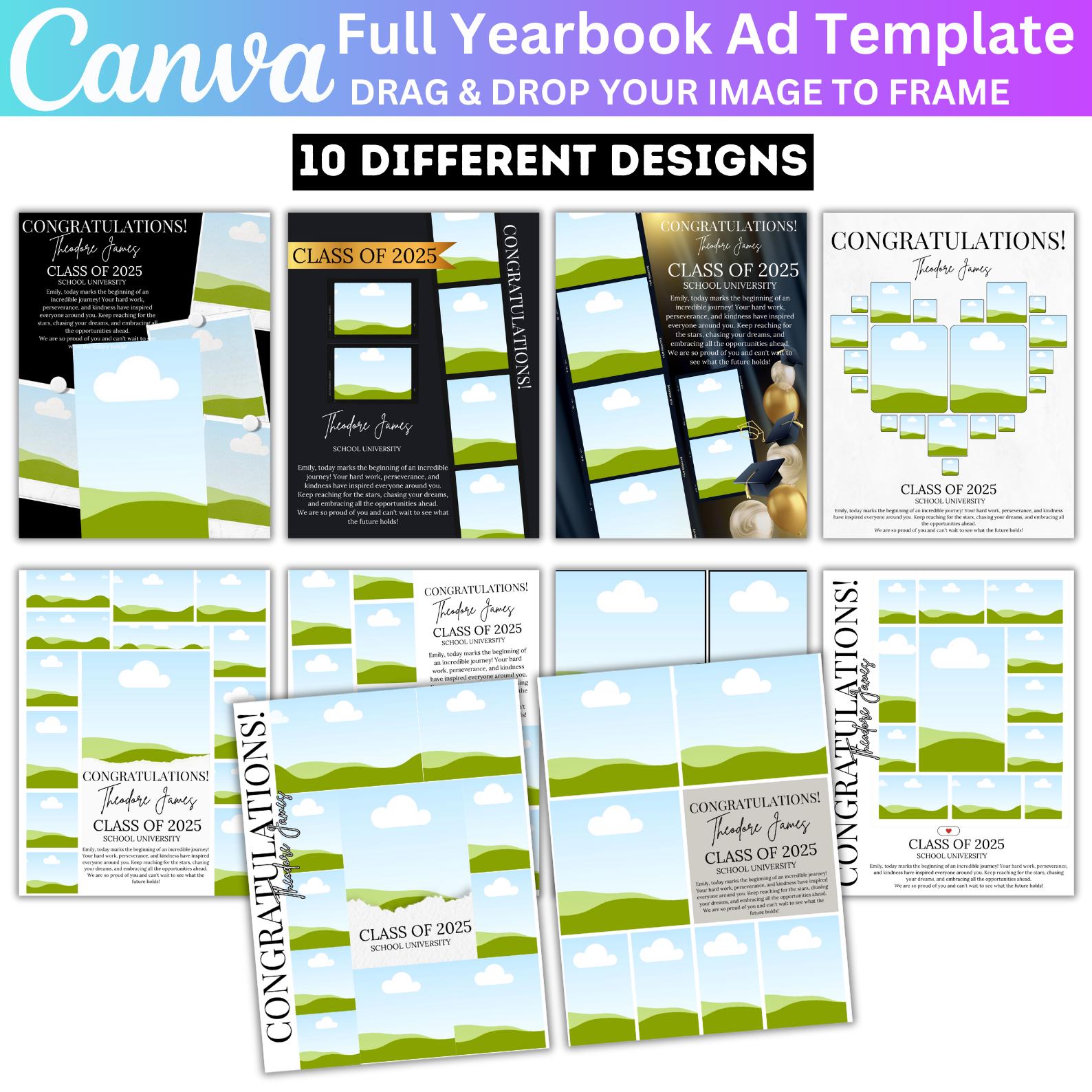 Full Page Yearbook Ad Canva Editable Template, Senior Yearbook Ad ...