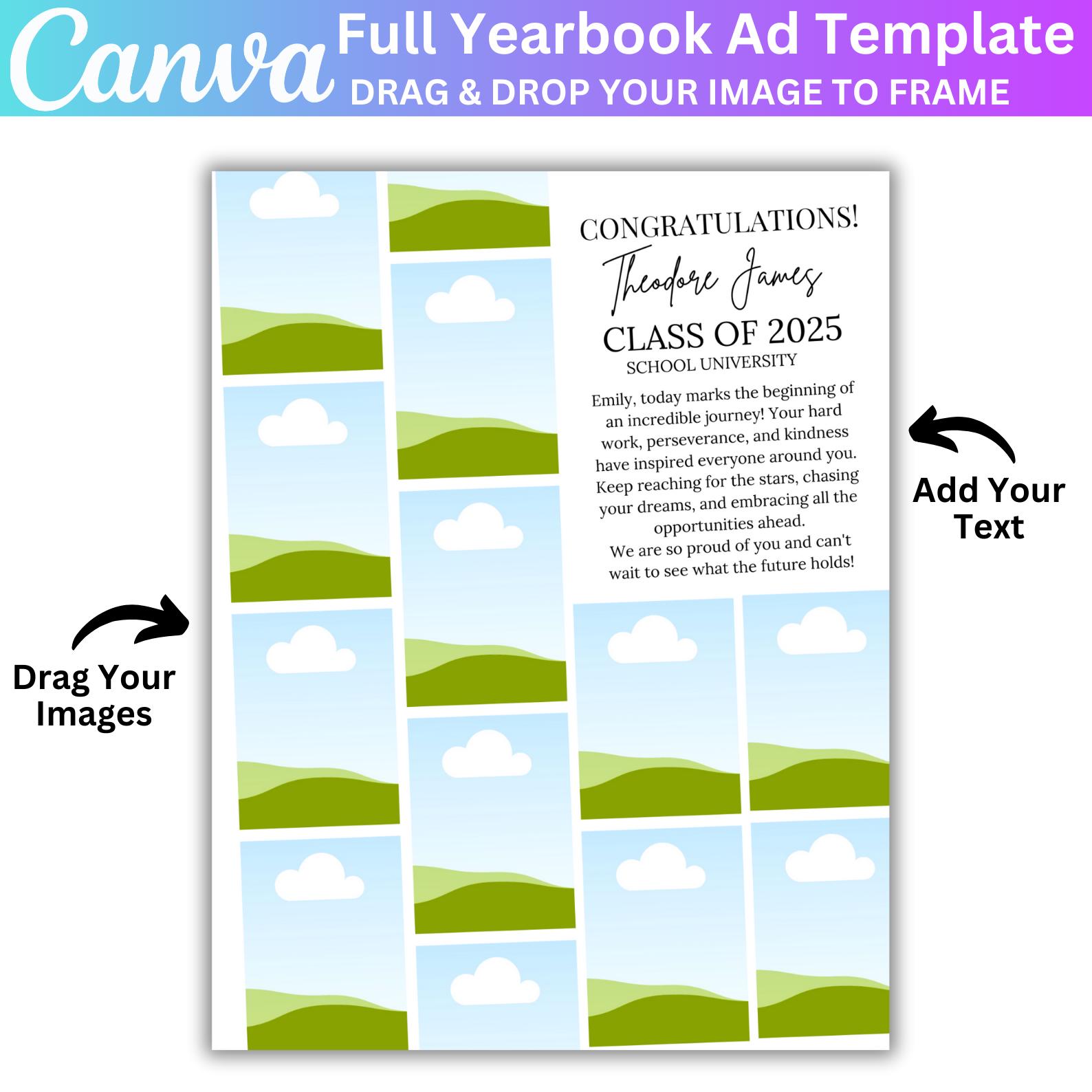 Full Page Yearbook Ad Canva Editable Template, Senior Yearbook Ad ...