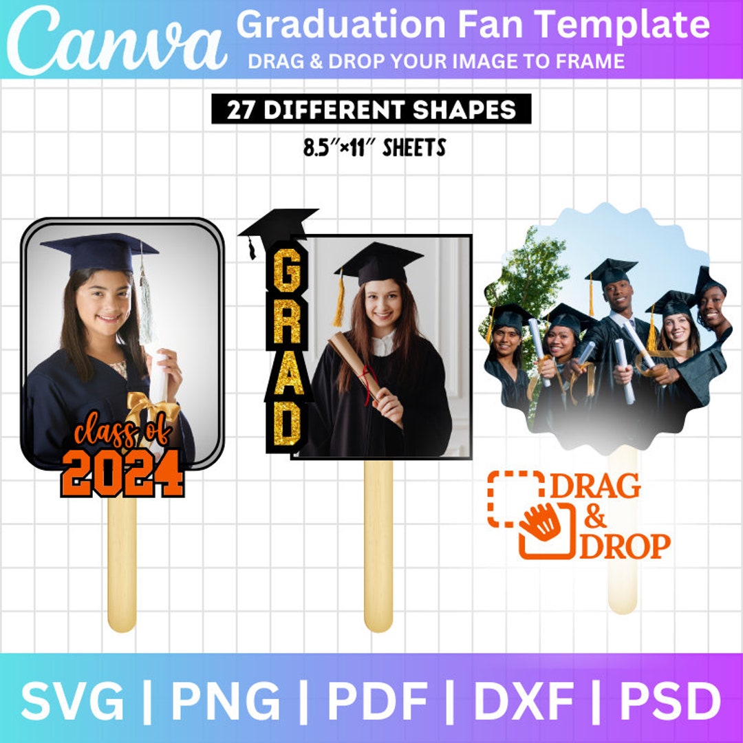Grad Paddle Fan Template Bundle, Custom Grad Fan, Graduate Fan Svg ...