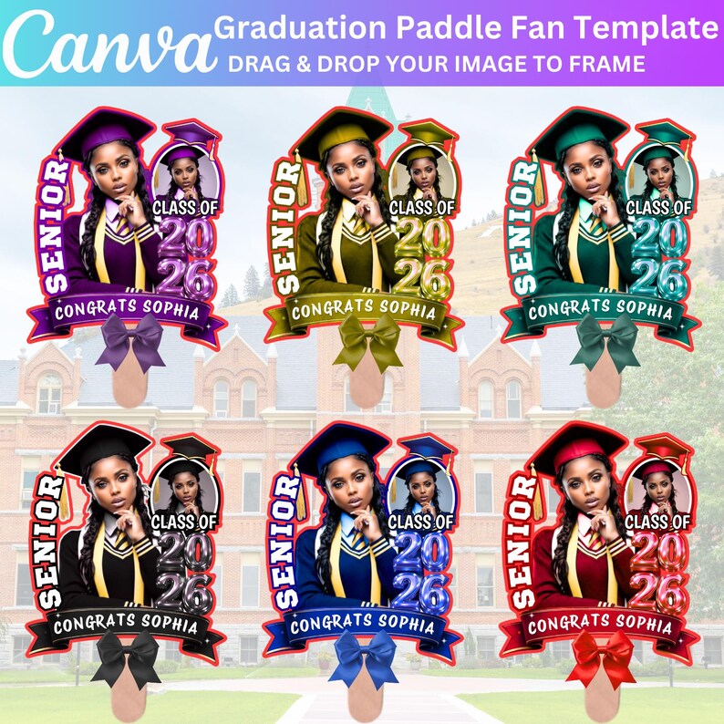 Graduation Fan Canva Editable Template, Custom Graduation Paddle Fan ...