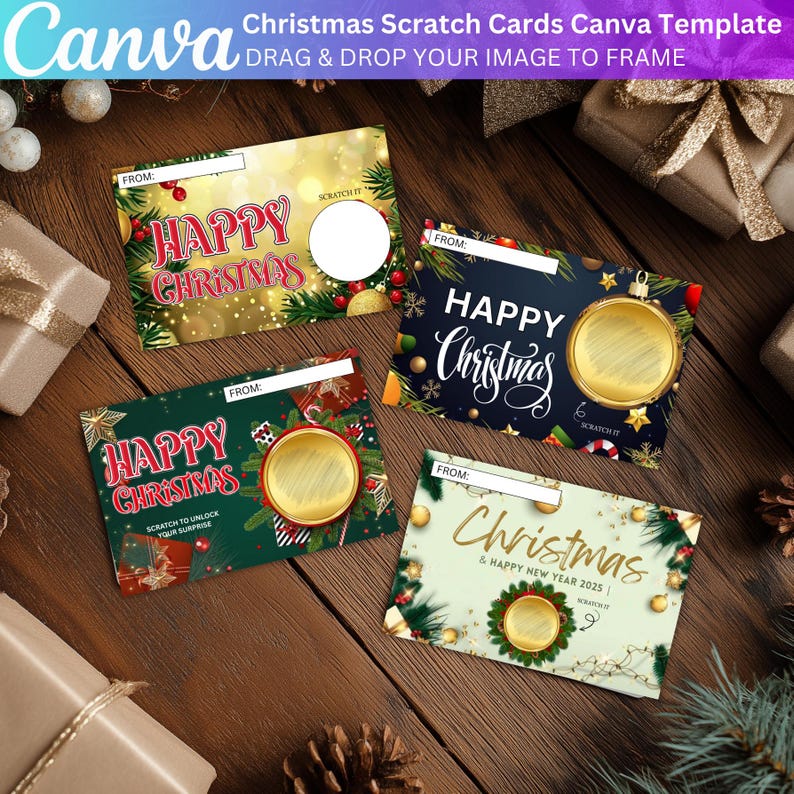 20 Christmas Scratch Card Template, Canva Editable Blank Scratch Card ...