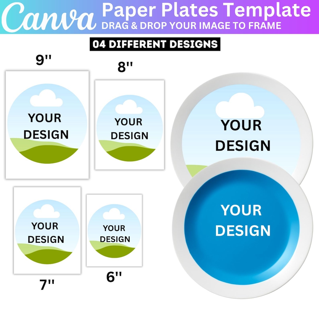 Paper Plates Canva Templates, Editable Charger Plate Template Bundle ...