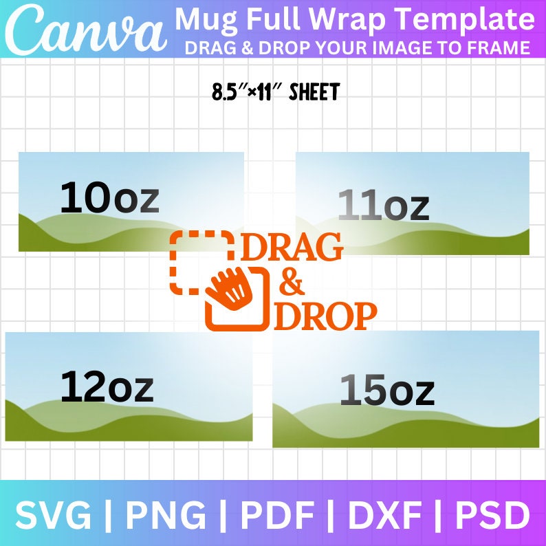 Full Wrap Mug Template, 10oz, 11oz, 12oz, 15oz Canva Mug Templates Svg ...