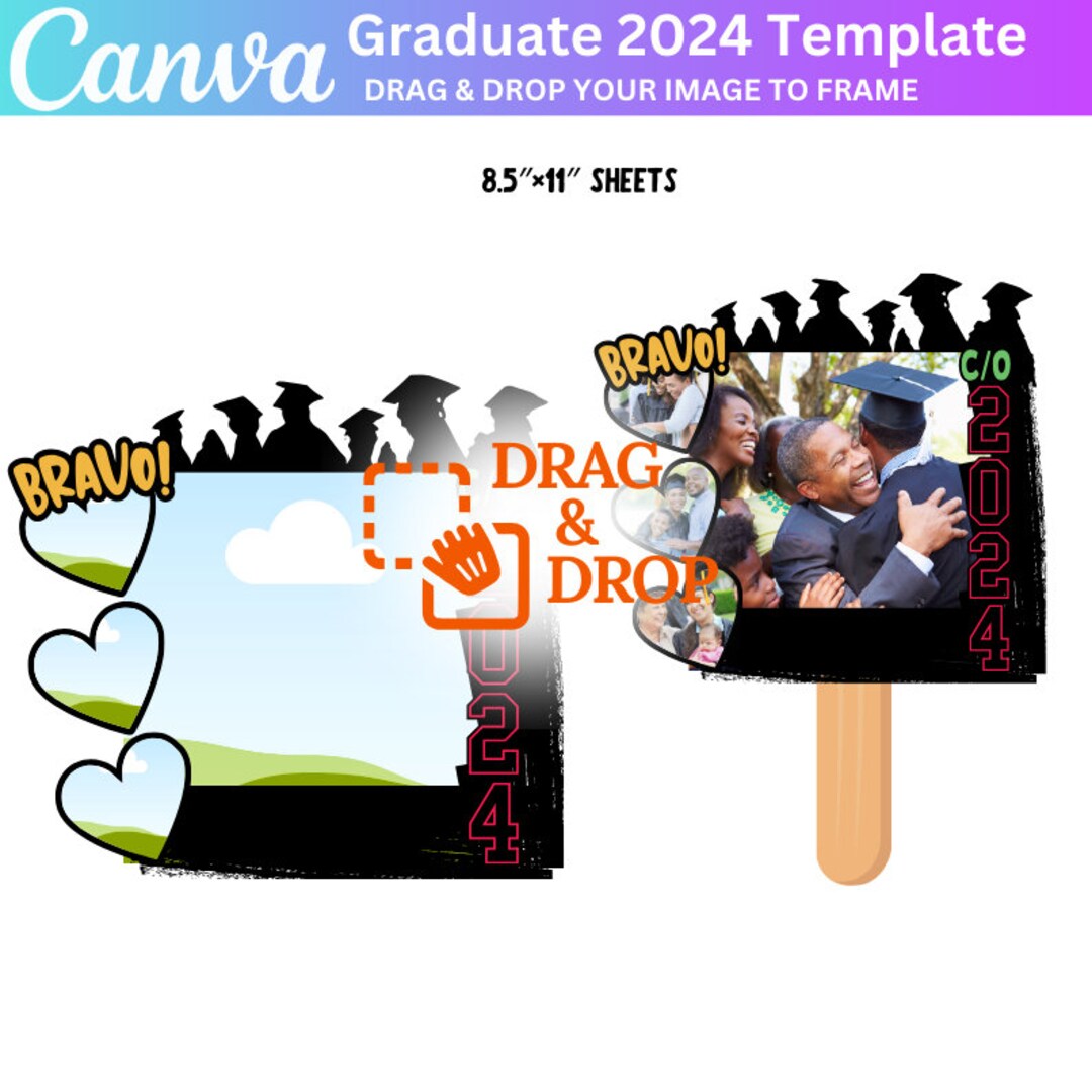 Graduate 2024, Canva Editable Template, Grad Paddle Fan Template ...