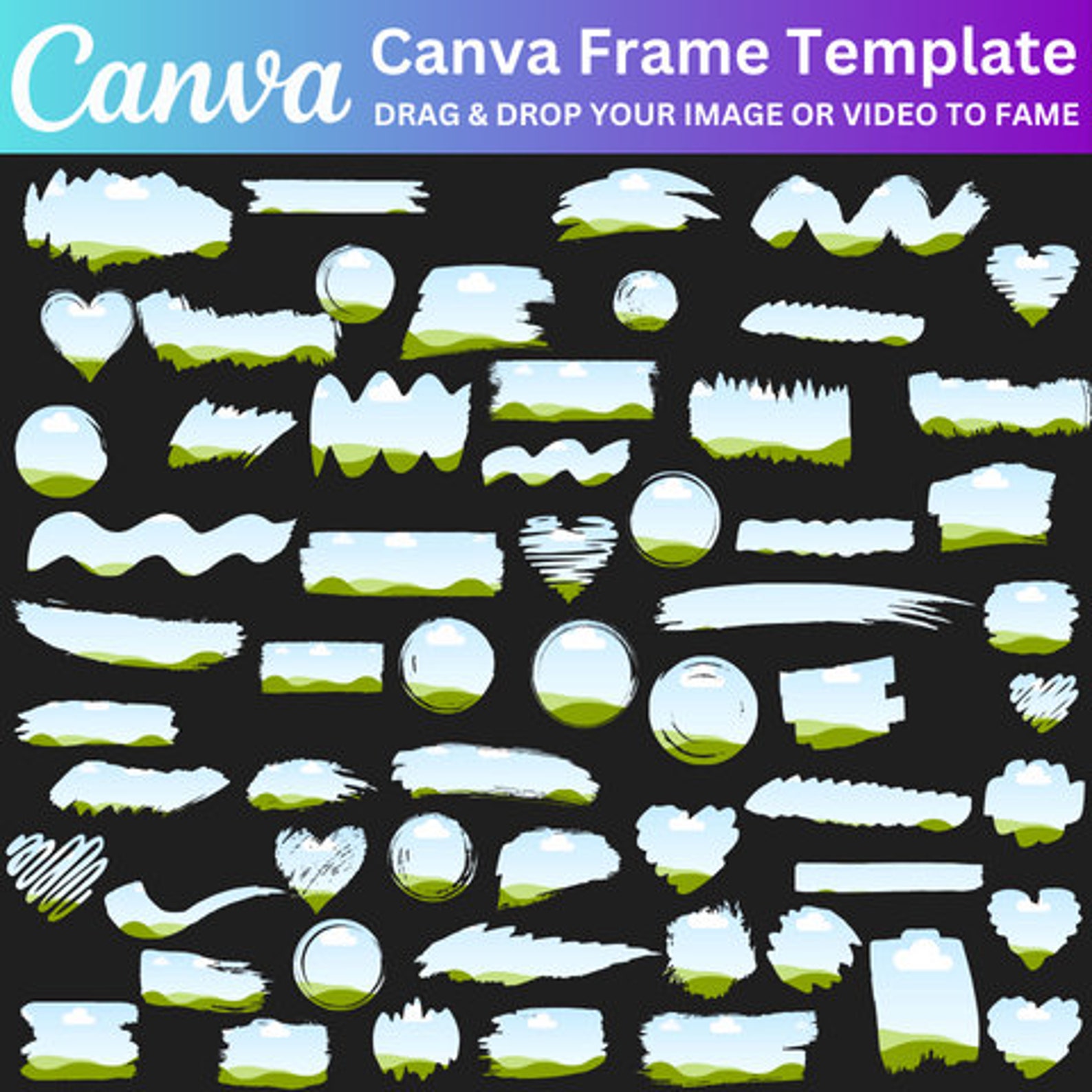 Fill Your Own Paint Splash Canva Frames, Brush Stroke Frame Bundle ...