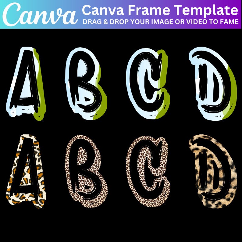 Canva Frame Template Graffiti Font Letters & Numbers on CANVA ...