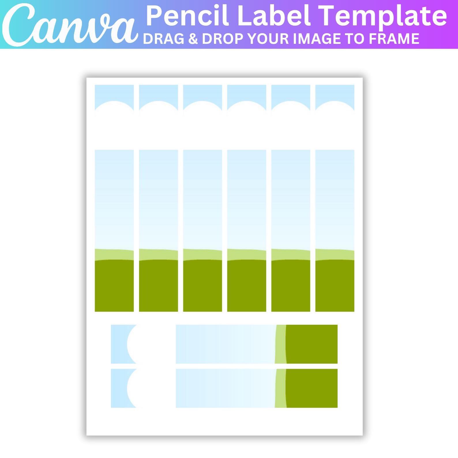 Pencil Label Template, Canva Drag and Drop Pencil Label, Editable Canva ...