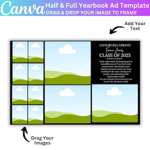 Full and Half Page Yearbook Ad Canva Editable Template, Senior Yearbook ...