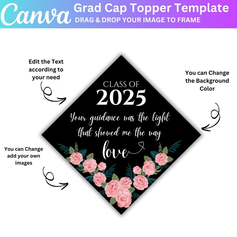 Custom Photo Graduation Topper Template, Graduation Cap Canva Designs ...