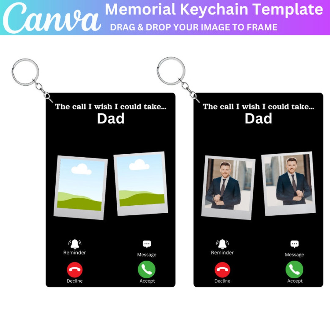 Memorial Keychain Canva Editable Template, Custom Photo Keychain, in ...