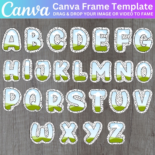 Canva Editable Alphabets, Letters Canva Template, Canva Frames, a Z ...