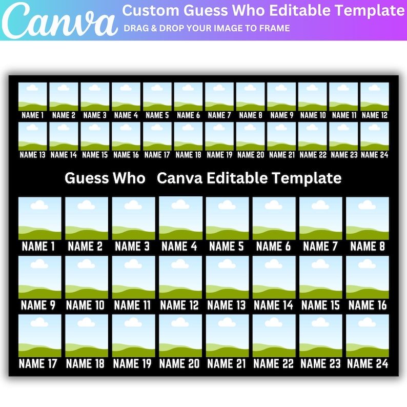 Custom Guess Who Canva Editable Template, 16 Game Boards, Guess Who ...