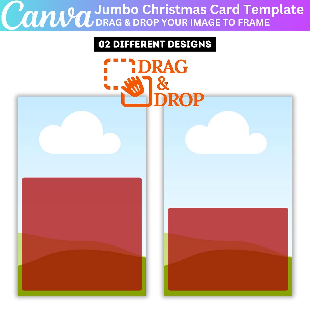 Canva Jumbo Card Template, Christmas Jumbo Card Canva Frame, Holiday ...